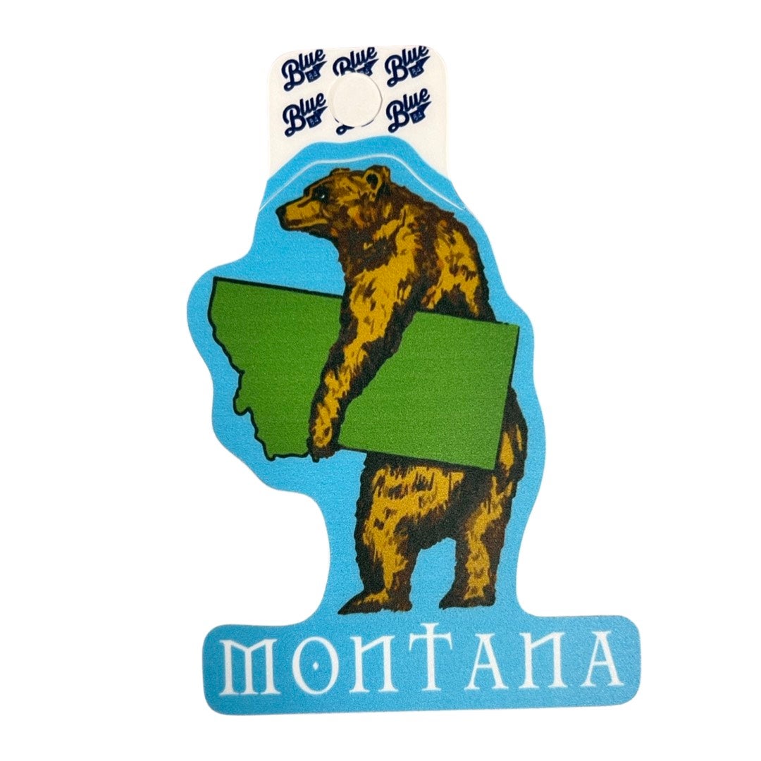 Montana Sticker Brown Bear Holding Montana | PaddleHeads Post