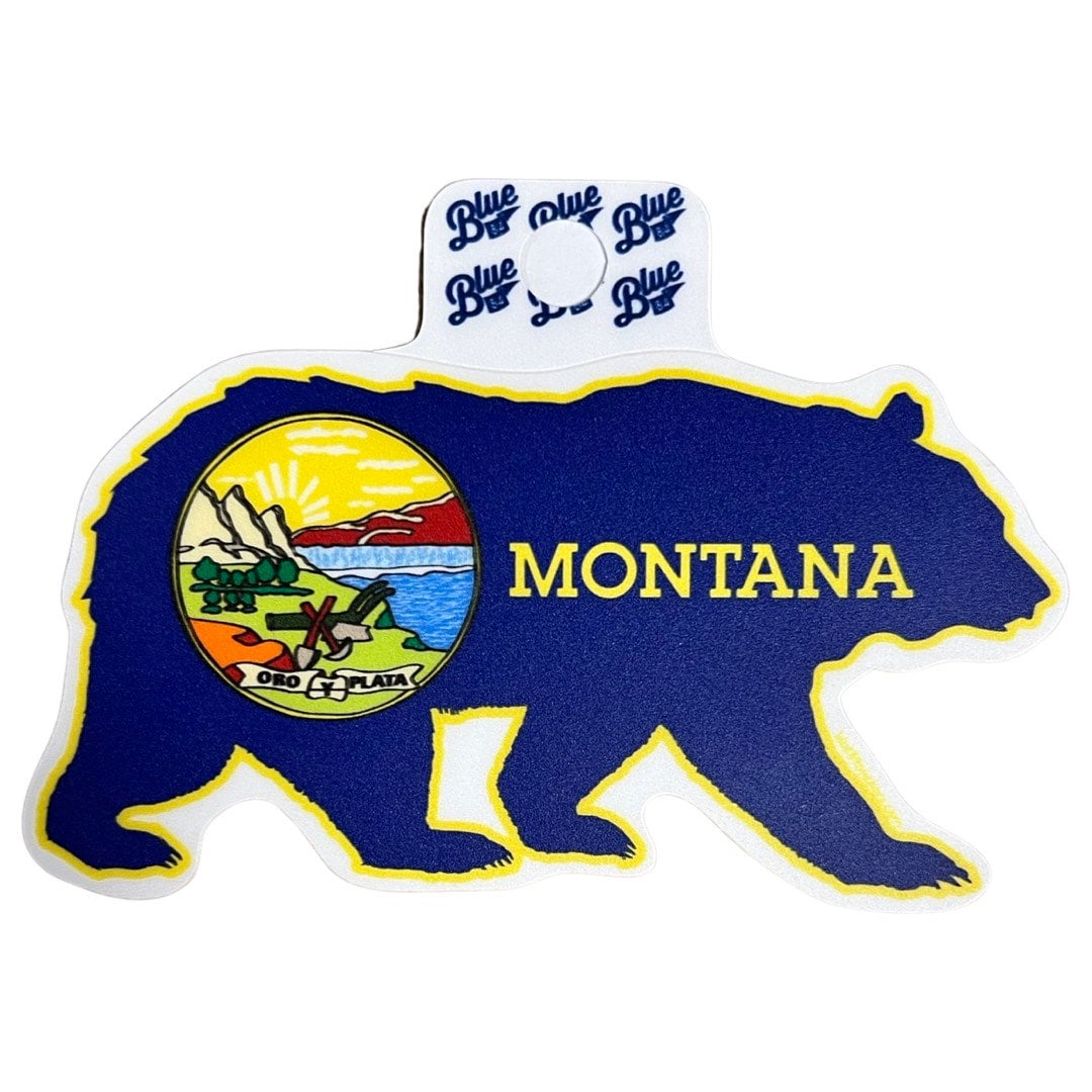 Montana Sticker Bear with MT Flag | PaddleHeads Post